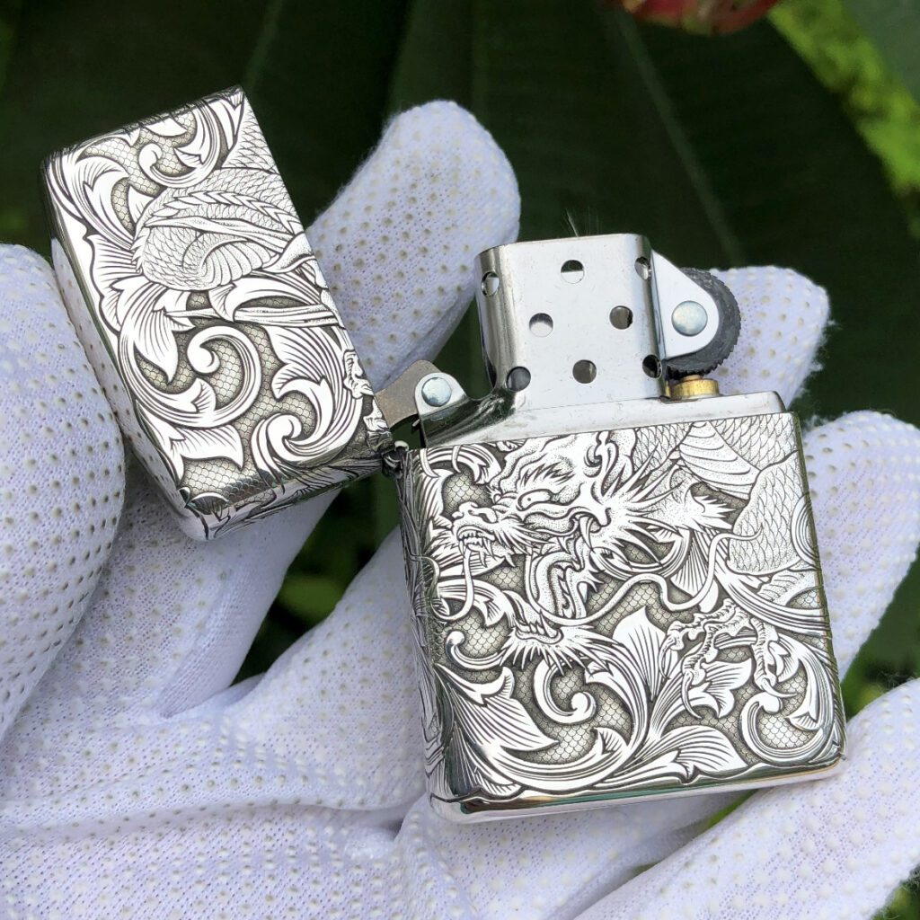 Zippo Armor Sterling Silver Tornado Dragon Lighter
