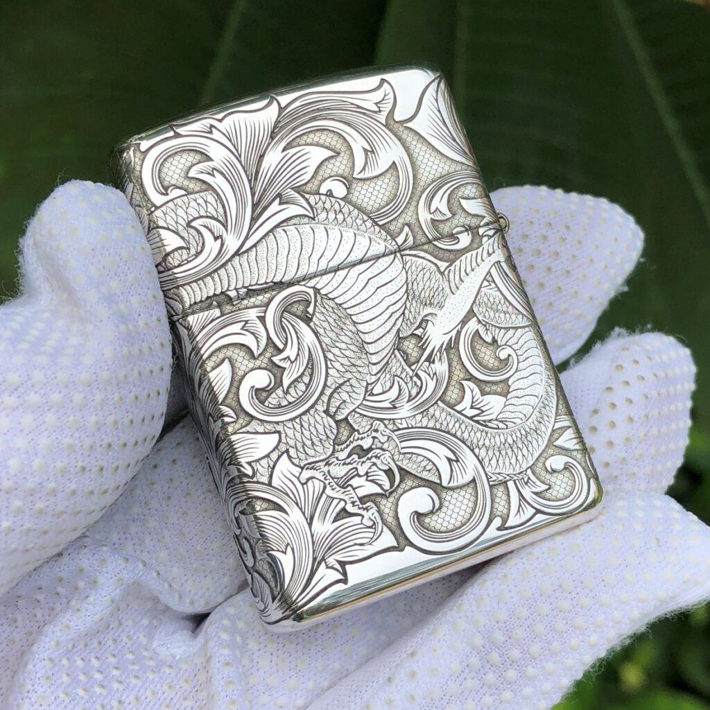 Zippo Armor Sterling Silver Tornado Dragon Lighter