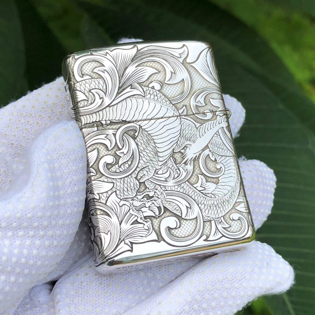 Zippo Armor Sterling Silver Tornado Dragon Lighter