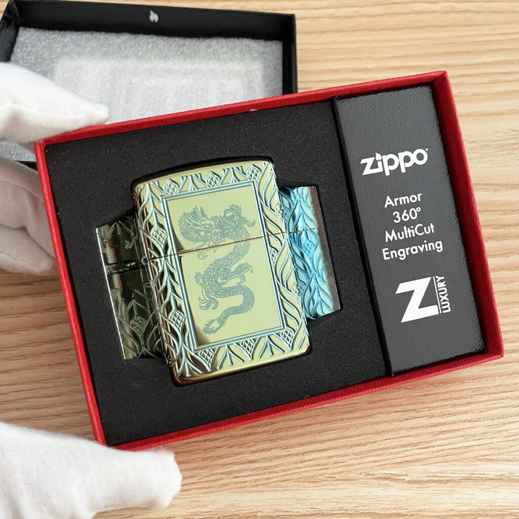 Zippo Armor Green Elegant Dragon Lighter 49054