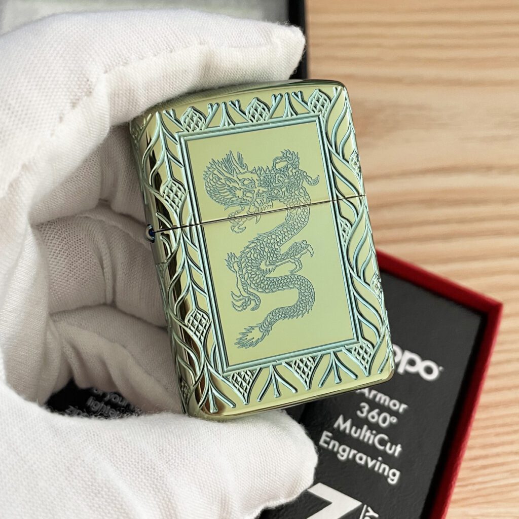 Zippo Armor Green Elegant Dragon Lighter 49054