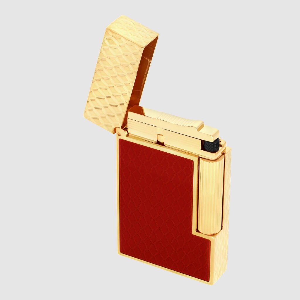 S.T. Dupont Ligne 2 Burgundy Gold Dragon Pattern Lighter C16626
