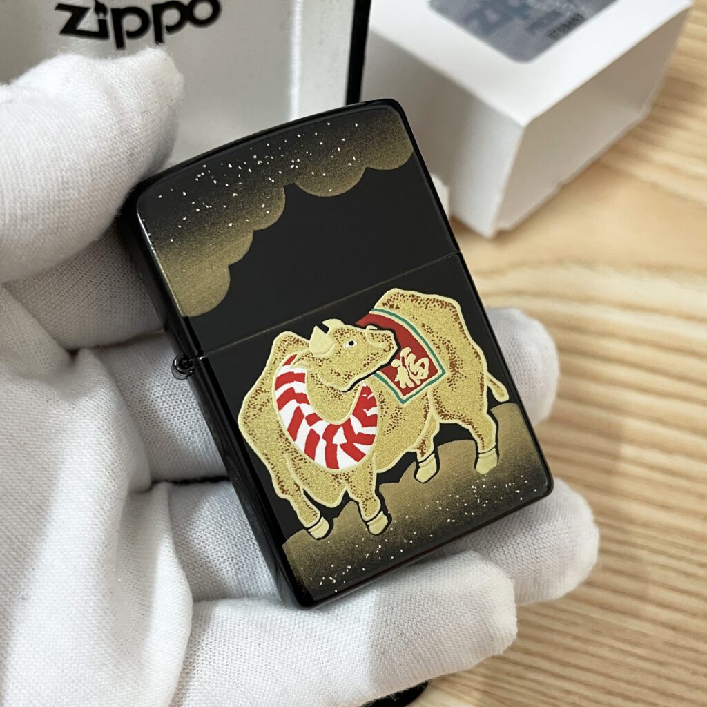 Japanese Zippo Traditional Crafts Maki-e Urushi Cow Lighter