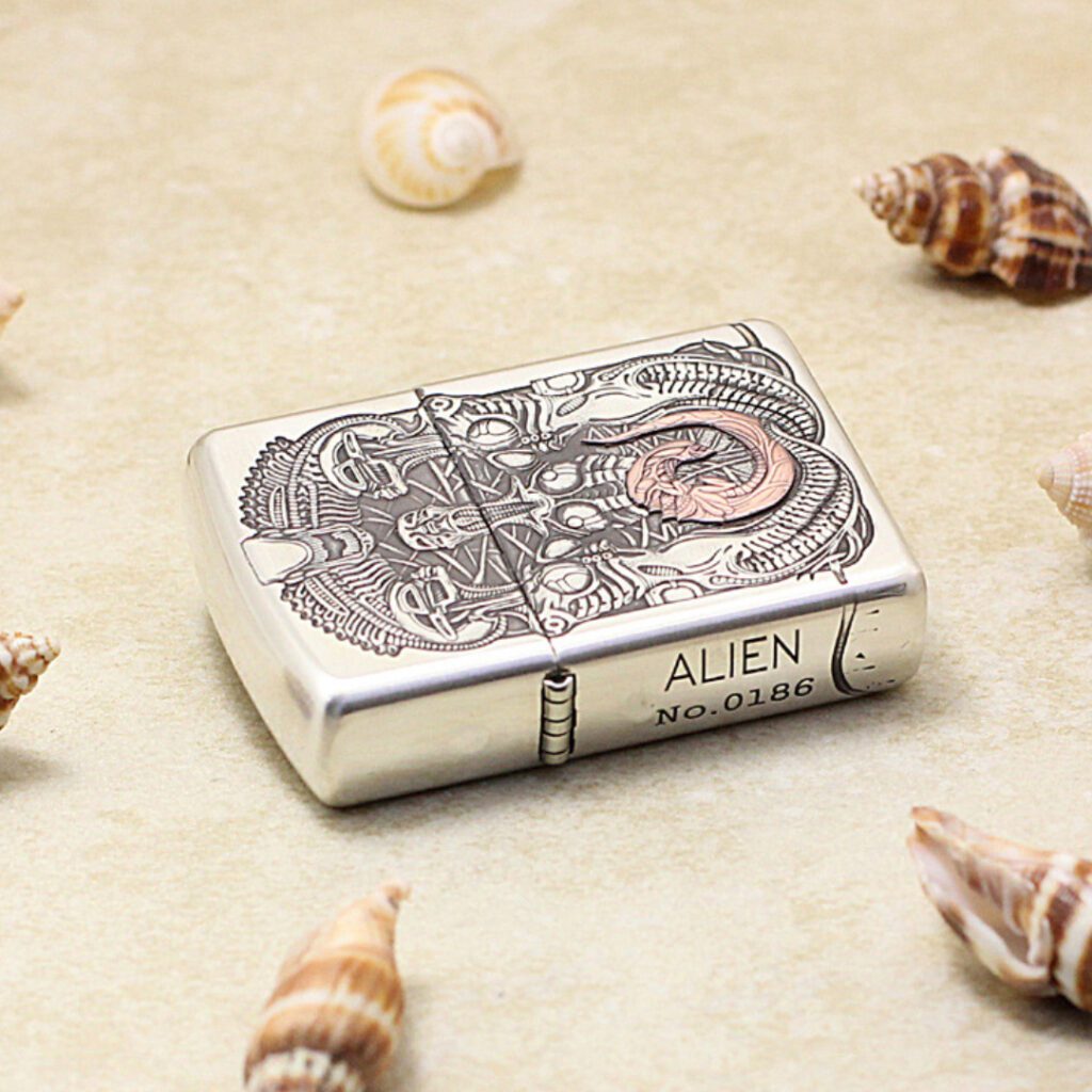 Zippo Armor Sterling Silver H.R. Giger Alien Lighter