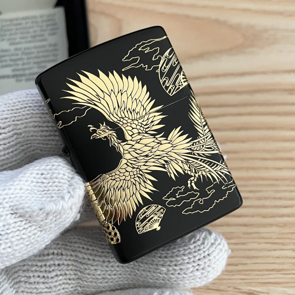 Japanese Zippo Lacquer Golden Plating Phoenix Lighter