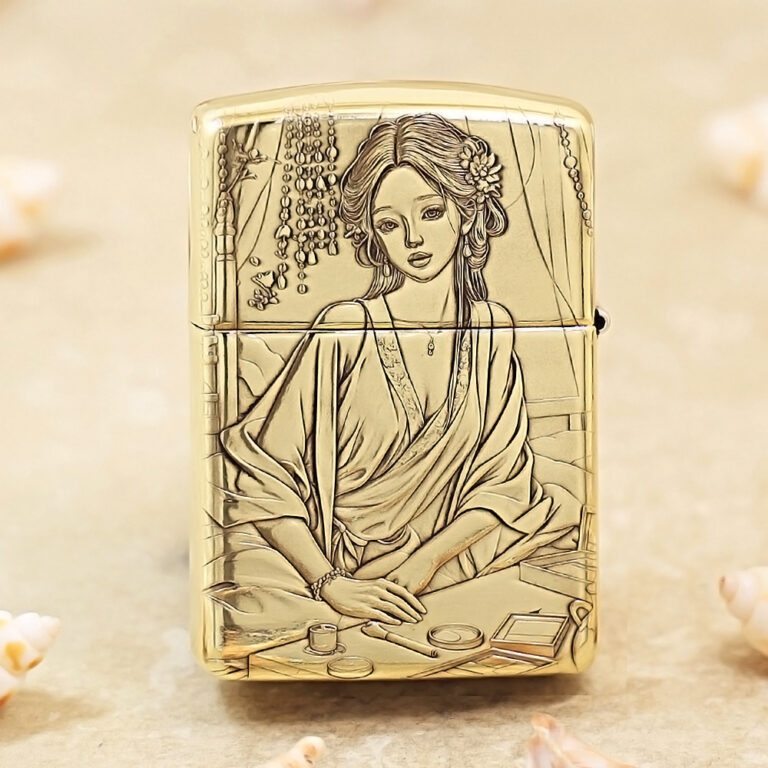 Etching Brass Armor Xi Shi One of the Four Beauties Zippo Lighter